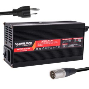 waouks 58.8v 6a charger 52v li-ion battery charger black aluminum case with switch cooling fan dc output 3pin xlr connector used for 14s 52v lithium battery pack 58.8v smart charger