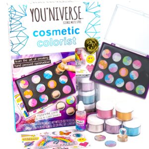 you*niverse cosmetic colorist by horizon group usa: create 15 hand pressed eyeshadows, steam kit, includes magnetic palette, colorful pigments, tamper tool & more, multi