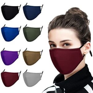 zaffaella reusable cloth face masks 4ply washable adjustable breathable with filter pocket nose wire for women men 8 pack, colorful