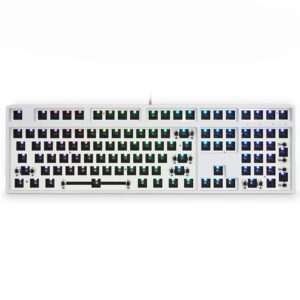 kprepublic gk108 gk108s dual mode hot swappable 100% custom mechanical keyboard kit support rgb switch led type c software balck white case (gk108s white case kit x1)