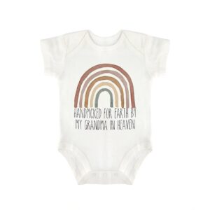 silyheart funny handpicked for earth by my grandma in heaven cotton baby bodysuit cute, white, 3months (baby-b-9.7)