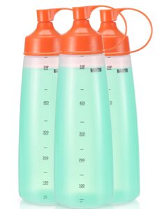 oiununo squeeze bottles wide mouth - pack of 3 condiment bottle squeeze bpa free for chunky sauces, resin, crafts, condiment squeeze bottles 550 ml/19 oz. (orange*3)