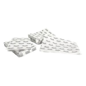 disposable lashing dental bib | 125 pack | size 13x18" inches | eyelash extension supplies | white bib with simple lash print design