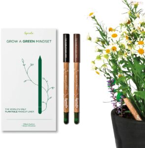 sprout eyebrow & eyeliner pencils | vegan formula | plantable eyeliner & brow pencils with wildflower seeds | makeup gift | 2 pack | black & brown