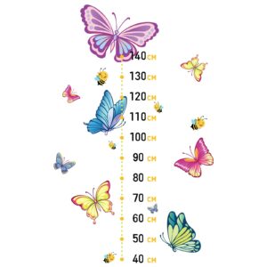 superdant 2 sheets/set cartoon height growth chart wall sticker multi-colored butterflies self-adhesive cartoon height wall decal for play room nursery bedroom living room decor 35"x15"