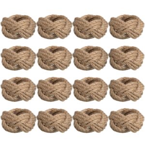 chengu woven napkin rings set of 16 farmhouse napkin rings bulk burlap napkin rings for dinning table nautical napkin rings table decor for wedding birthday gathering banquet decor(vivid style)