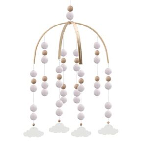 boho baby mobile neutral baby crib mobile nursery cot mobile handmade felt ball crib mobile pom pom mobile ceiling mobile kids room nursery decor（white-clouds）