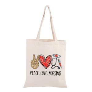 jxgzso nursing bag for nurses nursing work tote bag peace love nursing makeup bag graduation gift for nurse