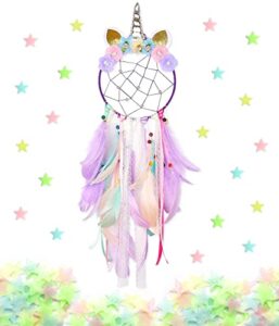 unicorn dream catcher for girls with glowing stars, dream catcher wall decor, girls bedroom decor, unicorns gifts for girls, kids set