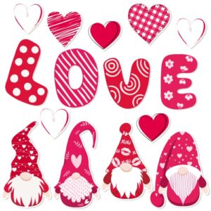 nbjiuyin 48 pieces valentine's day lovely gnome cutouts with glue point dots cartoon assorted lovely accents cutouts for bulletin board classroom decoration mother's day party supplies (valentine)