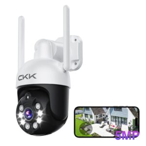 upgraded 5mp ptz camera outdoor, 5g wireless security camera,pan tilt zoom (5xdigital) ip camera,outside cameras for home security with 24/7 recording,3k color night vision,ai floodlights&siren alarm