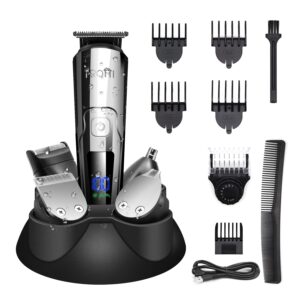 beard trimmer for men, protti hair clippers for men waterproof hair trimmer 2 ways rechargeable professional cordless hair trimmer facial cutting groomer all in 1 mens grooming kit with led display