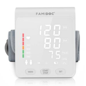 upper arm blood pressure monitor with cuff 8.7"-16.5" automatic bp meter machine two users mode digital wide-range large cuff blood pressure monitors for home use blood pressure machine famidoc