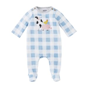 mud pie baby boys farm animal sleeper, 0-3m