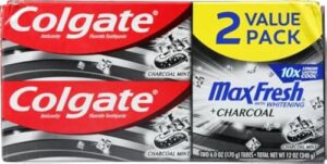 colgate max fresh toothpaste + charcoal, charcoal mint (6 ounce, pack of 2)