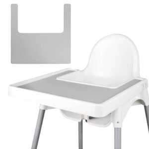 high chair placemat, durable high chair placemat silicone, clean and hygienic, suitable for ikea antilop highchai, for toddlers and babies (light gray)