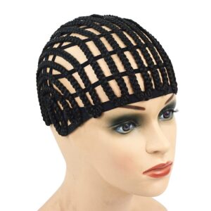 1 pc black braided wig cap crochet wig cap cornrows cap adjustable elastic band and hair clips weaving wig caps for crochet braids wig making