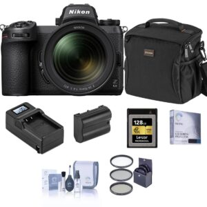 nikon z 6ii mirrorless camera with nikkor z 24-70mm f/4 s lens bundle with 128gb cfexpress type-b memory card, bag, extra battery, charger, filter kit and accessories