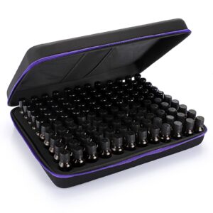 hipiwe 120 bottle eva essential oil storage carrying case hard shell exterior essential oils organizer holder traveling bag with foam insert, holds 5ml 10ml 15ml essential oils (x-large, black+purple)