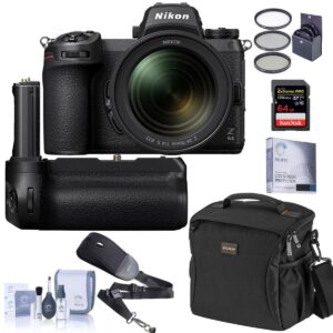 nikon z 6ii mirrorless camera with nikkor z 24-70mm f/4 s lens bundle mb-n11 multi battery power pack, 64gb sd card, bag, filter kit, screen protector and accessories