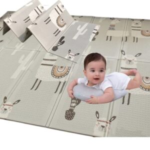 baby play mat palymat foldable lxiaoy extra large crawling pad reversible portable for outdoor and travel (gray)