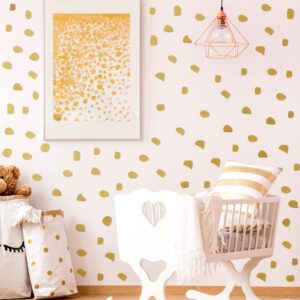 500 pieces irregular polka dots boho wall decal vinyl nursery wallpaper sticker wall decor peel and stick dot wall sticker for kids baby girl bedroom home classroom decoration (gold)