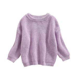 toddler baby girl boys sweater round neck long sleeve candy color knitted pullover tops autumn winter sweatshirt (candy purple, 4-5t)