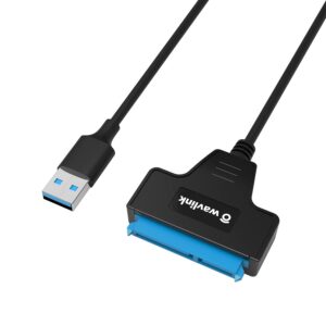 wavlink sata to usb cable, usb 3.0 to 2.5” sata iii hard drive adapter, sata 3 to usb a adapter, external converter for ssd/hdd data transfer, support uasp