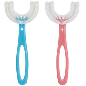 qpey 2 pcs kids u- shaped toothbrush, soft silicone brush rounded kids u shape toothbrush for cleaning teeth