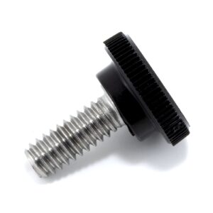 1/4"-20 x 5/8" thumb screw stainless steel - black knurled round plastic knob - standard/coarse thread thumbscrew - length: 0.625" - proudly built in usa - package of (10)