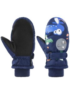 century star winter lined fleece toddler mittens waterproof snow mittens for toddler girls boys kids snow gloves ski alligator navy 2-4t