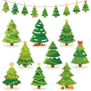 epakh 45 pieces christmas tree cutouts, paper classroom bulletin board cardstock decorations with glue points, holiday xmas tree shaped accent wall door decor diy crafts for classroom, home, office