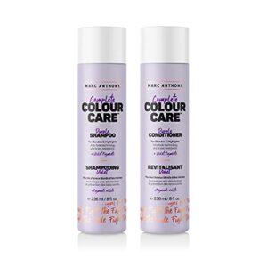 marc anthony purple shampoo and conditioner gift set - anti-brass violet pigments, quinoa, grapeseed oil for blonde & silver hair