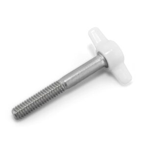 1/4"-20 x 2 thumb screw stainless steel - white tee wing plastic knob - standard/coarse thread thumbscrew - length: 2.000" - proudly built in usa - package of (10)