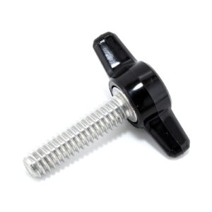 1/4"-20 x 1 thumb screw stainless steel - black tee wing plastic knob - standard/coarse thread thumbscrew - length: 1.000" - proudly built in usa - package of (4)