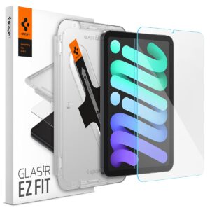 spigen tempered glass screen protector [glastr ez fit] designed for ipad mini (2024 7th generation a17 pro / 2021 6th generation) [case-friendly]