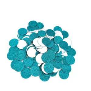 mybbshower turquoise glitter round circle sticker invitation seals - 1" x 150 glitter polka dot envelope seals diy card craft supplywedding planner sticker