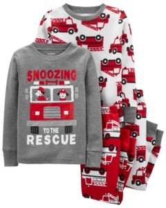 carter's 4-piece toddler and baby boy's snug fit cotton pajamas (snoozing to the rescue, 5t)