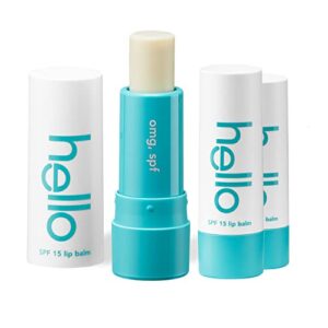 hello moisturizing vegan lip balm spf 15, sweet mint, beeswax free, petrolatum free, and parabens free, 0.15 ounce (pack of 3)