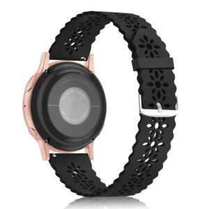 lace silicone band 20mm compatible for samsung galaxy watch 4/5/6/active band 40mm 44mm,galaxy watch 4/6 classic 46mm 42mm 43mm 47mm/watch 5 pro/watch 3 41mm, soft silicone strap for women (black)