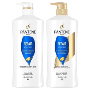 pantene shampoo, conditioner and hair treatment set, repair & protect for damaged hair, safe for color-treated hair