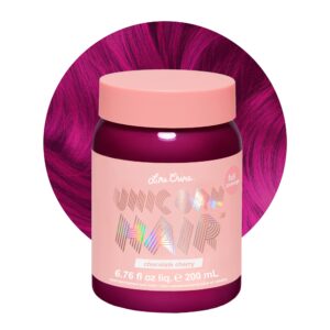 lime crime full coverage unicorn hair dye, chocolate cherry - damage-free semi-permanent hair color conditions & moisturizes - temporary hair tint kit has a sugary citrus vanilla scent - vegan