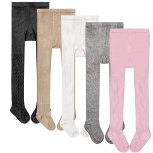 5 pack toddler baby girls cable knit leggings solid cotton footed tights warm stockings pantyhose pants trousers for 2-8t