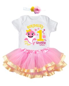 luke and lulu baby shark birthday outfit girl collection - 1st birthday