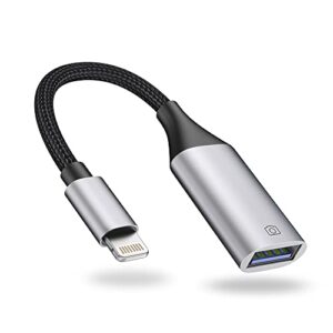 ivshowco lightning to usb adapter [apple mfi certified], usb camera adapter for iphone, ios otg cable adapter, supports usb flash drive, card reader, mouse, keyboard