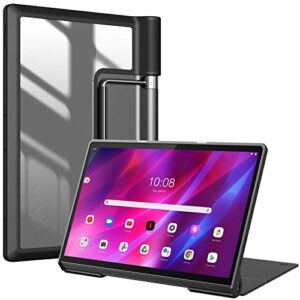 fintie hybrid folio case for lenovo yoga tab 13 2021, shockproof cover with clear transparent back shell for lenovo yoga tab 13" tablet (yt-k606f), black