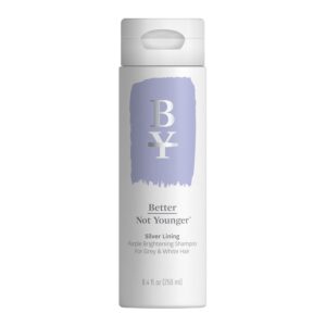 better not younger silver lining purple shampoo for women 40+ - anti-brass tone neutralizer & brightening formula, nourishment for gray, white & silver hair - sulfate-free. burdock & bamboo, 8.4 fl oz