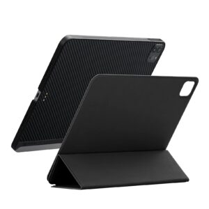 pitaka magnetic case & folio for ipad pro 12.9 6th/5th generation 2022/2021 slim tri-fold stand with auto wake/sleep case compatible with magic keyboard - black