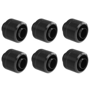 dracaena 6 pack g1/4" thread to 3/8" id, 5/8" od compression fitting for soft tubing, soft tube connectors for computer water cooling system, black