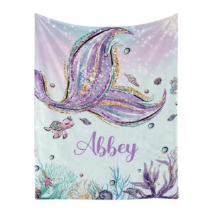 xozoty print mermaid tail purple personalized baby blanket swaddling with name nursery fleece throw blankets for newborns boys girls kids pet 30 x 40 inch